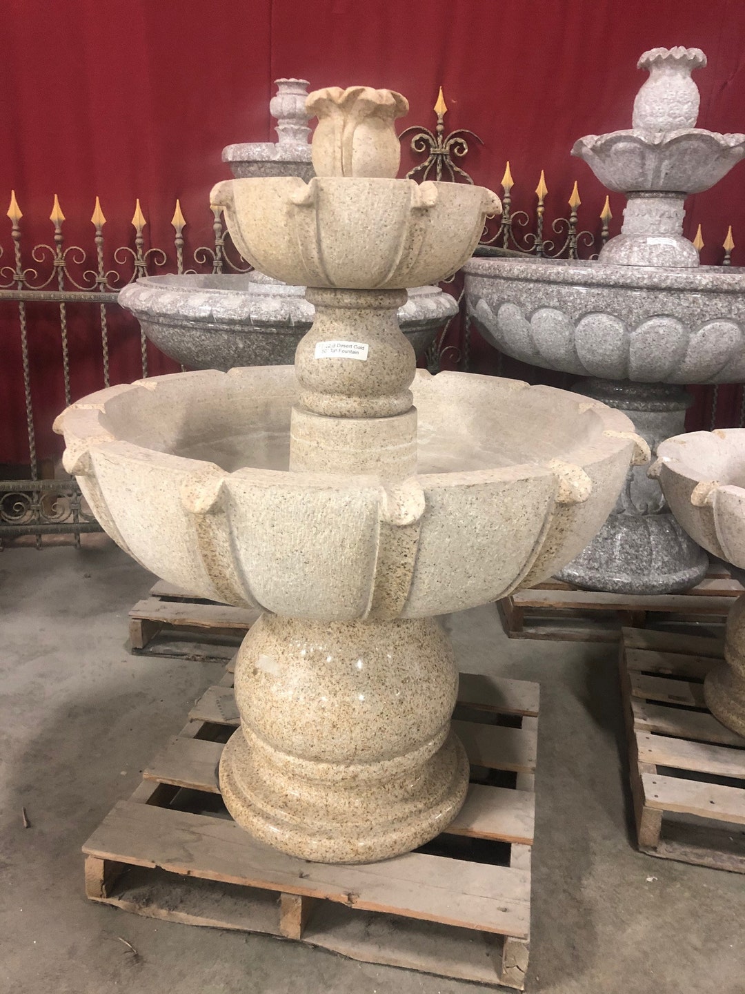 Desert Gold Fountain Two Tier Granite Stone Outdoor Entry Modern FT-02B ...