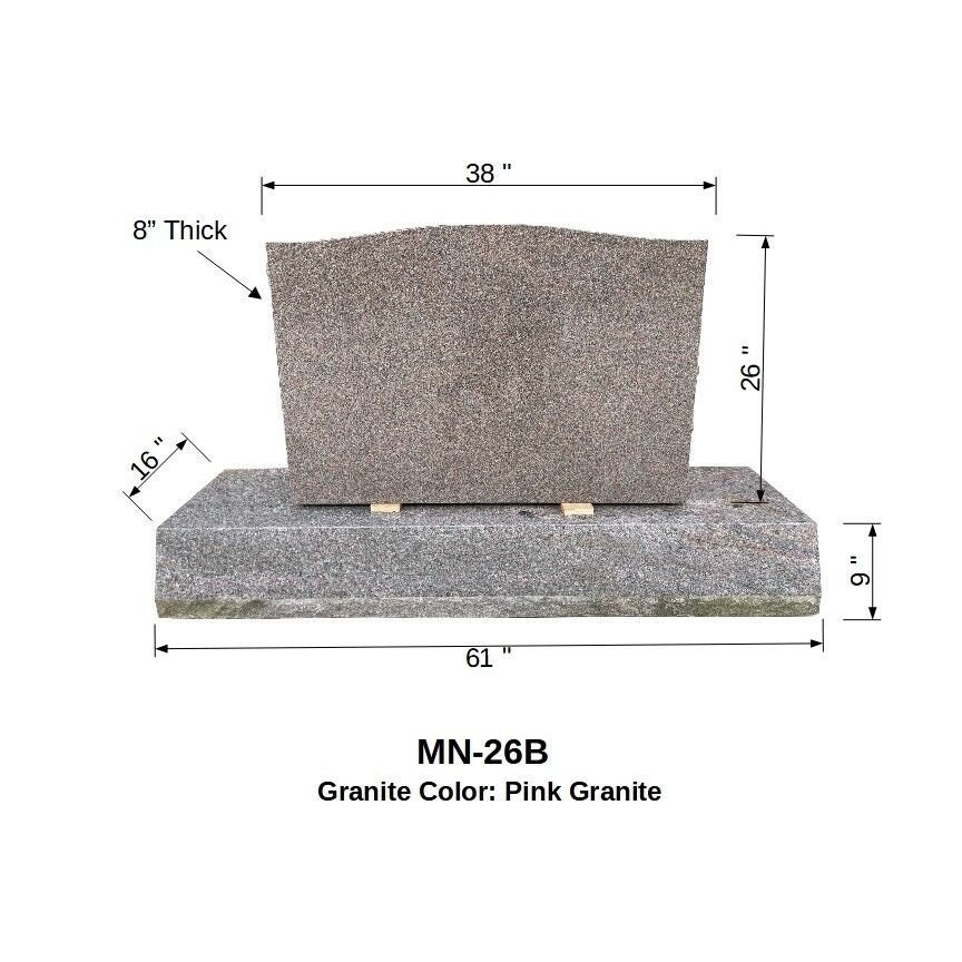Medium Pink Granite Serpentine Monument MN-26B | Rock Pitch Headstone ...