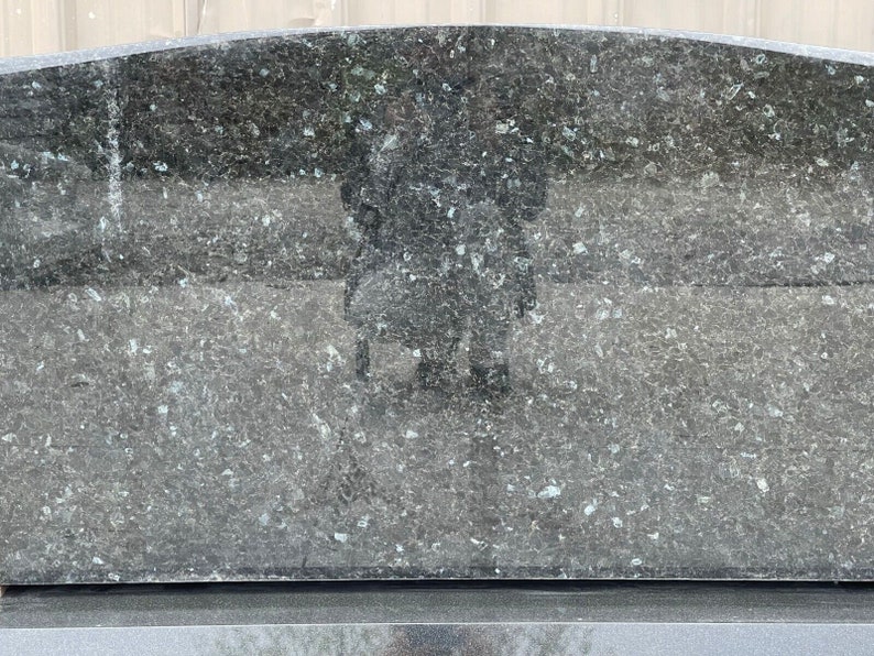 Emerald Blue Pearl Granite Headstone MN-00B | Large Monument With Black ...