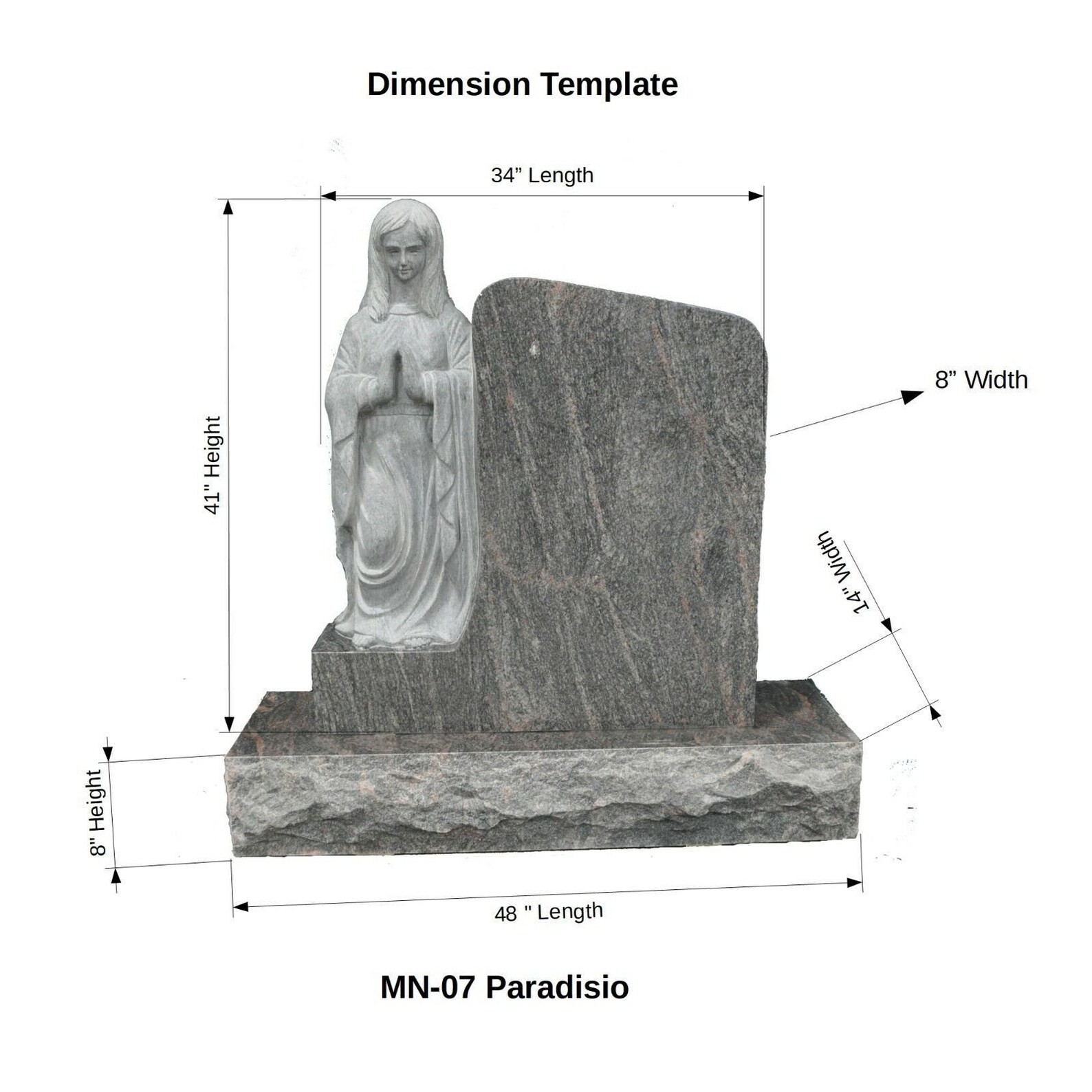 Headstone Monument Upright Paradiso Granite Polished Grave Marker MN-07 ...