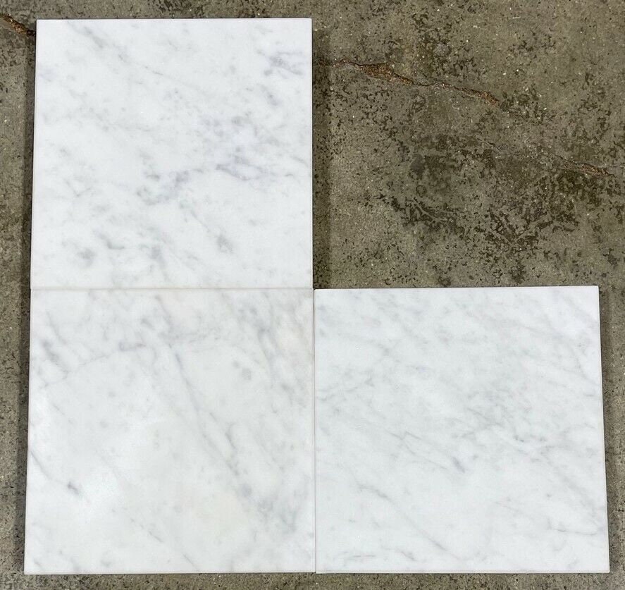 Carrara White Marble Tile Sample – 6x6 Natural Stone, 2cm for Floor ...