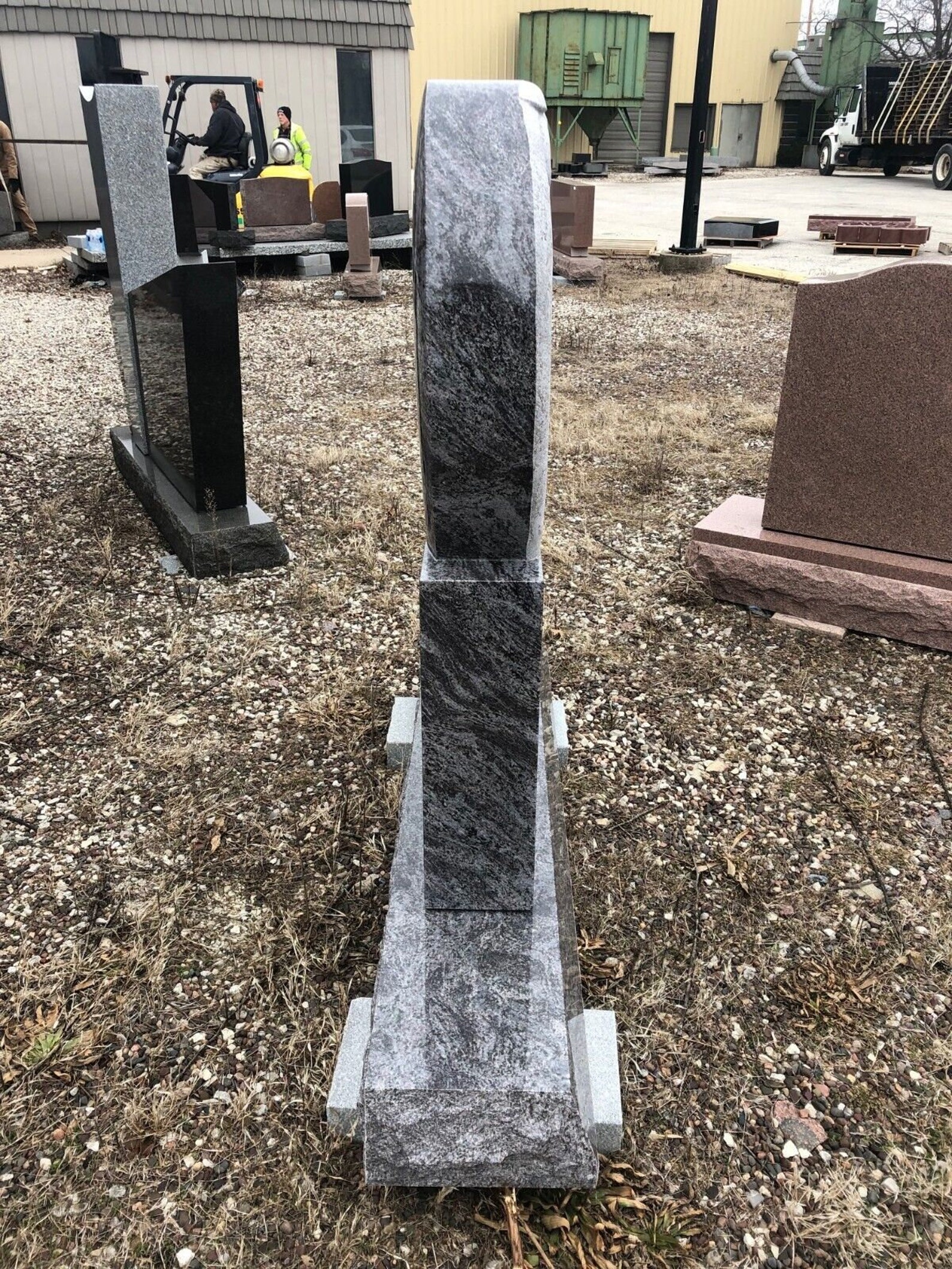 Bahama Blue Granite Angel Monument Polished Wings Cemetery Grave Stone ...