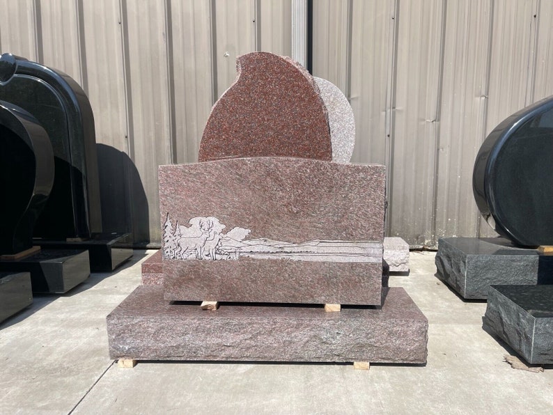 Morning Rose Granite Monument With Deer Scene MN-295 - Etsy