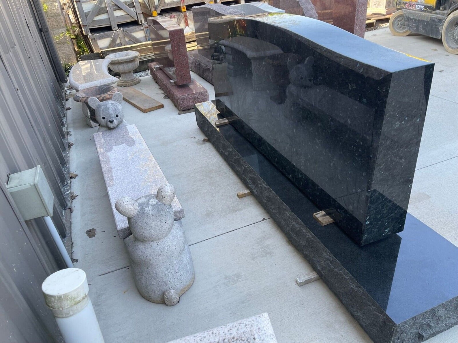 Emerald Blue Pearl Granite Headstone MN-00B | Large Monument With Black ...