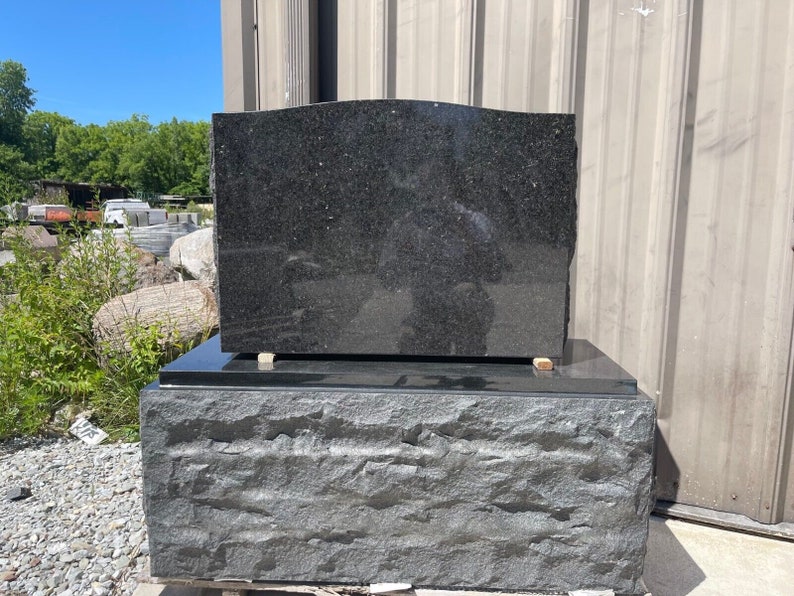 Black Granite Serpentine Monument MN-36B | Polished Top Headstone With ...