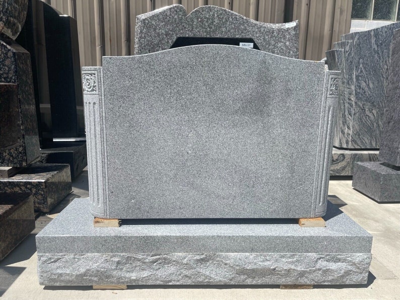 Gray Granite Engaged Column Headstone MN-241 | 2" Polished Margin Base ...