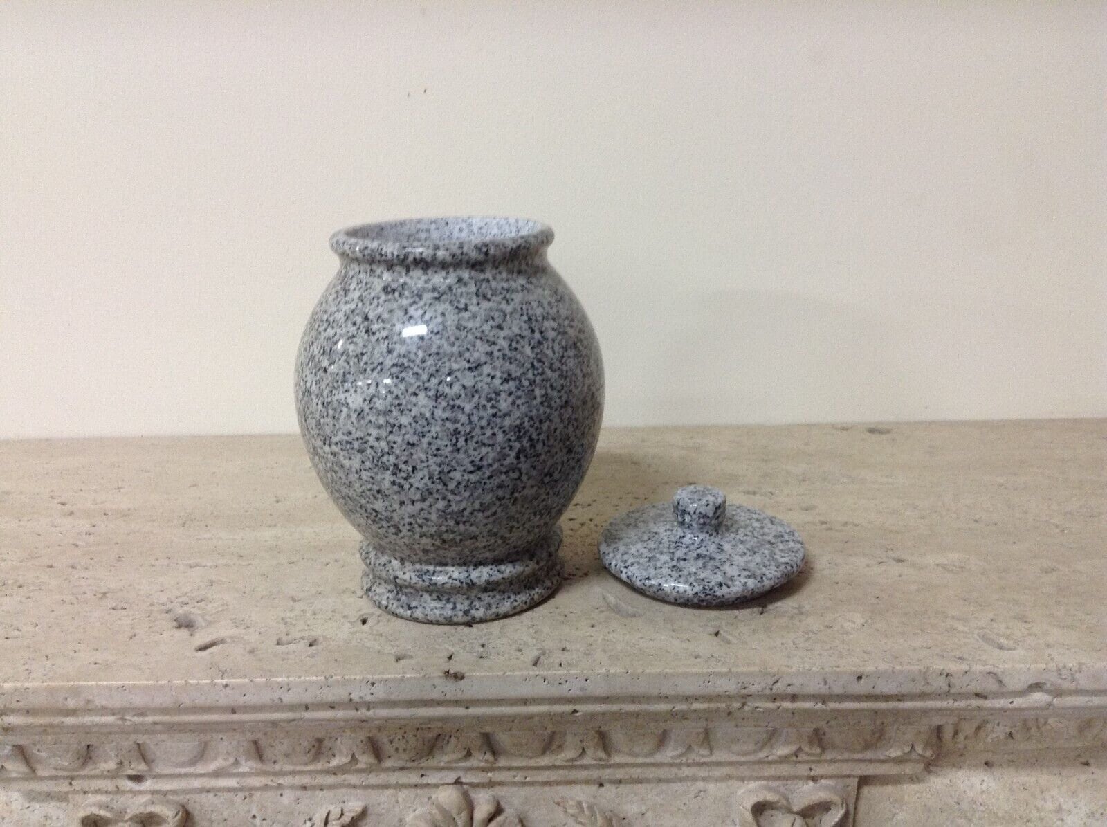 Lunar Pearl Granite Cremation Urn for Ashes Cemetery Memorial Pot Jar ...