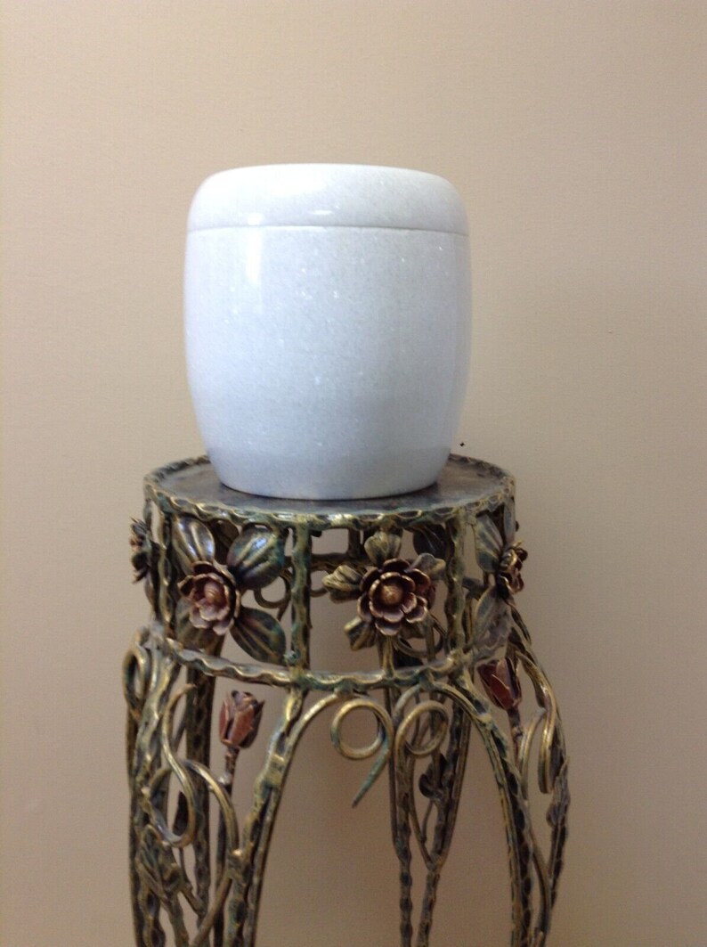 Crystal White Granite Cremation Urn for Ashes Cemetery Memorial Pot Jar ...