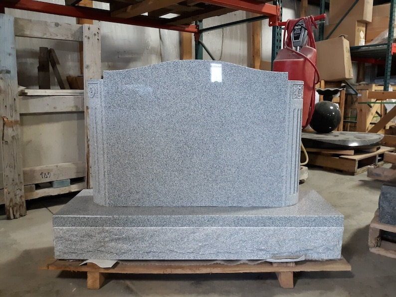 Gray Granite Engaged Column Headstone MN-241 | 2" Polished Margin Base ...