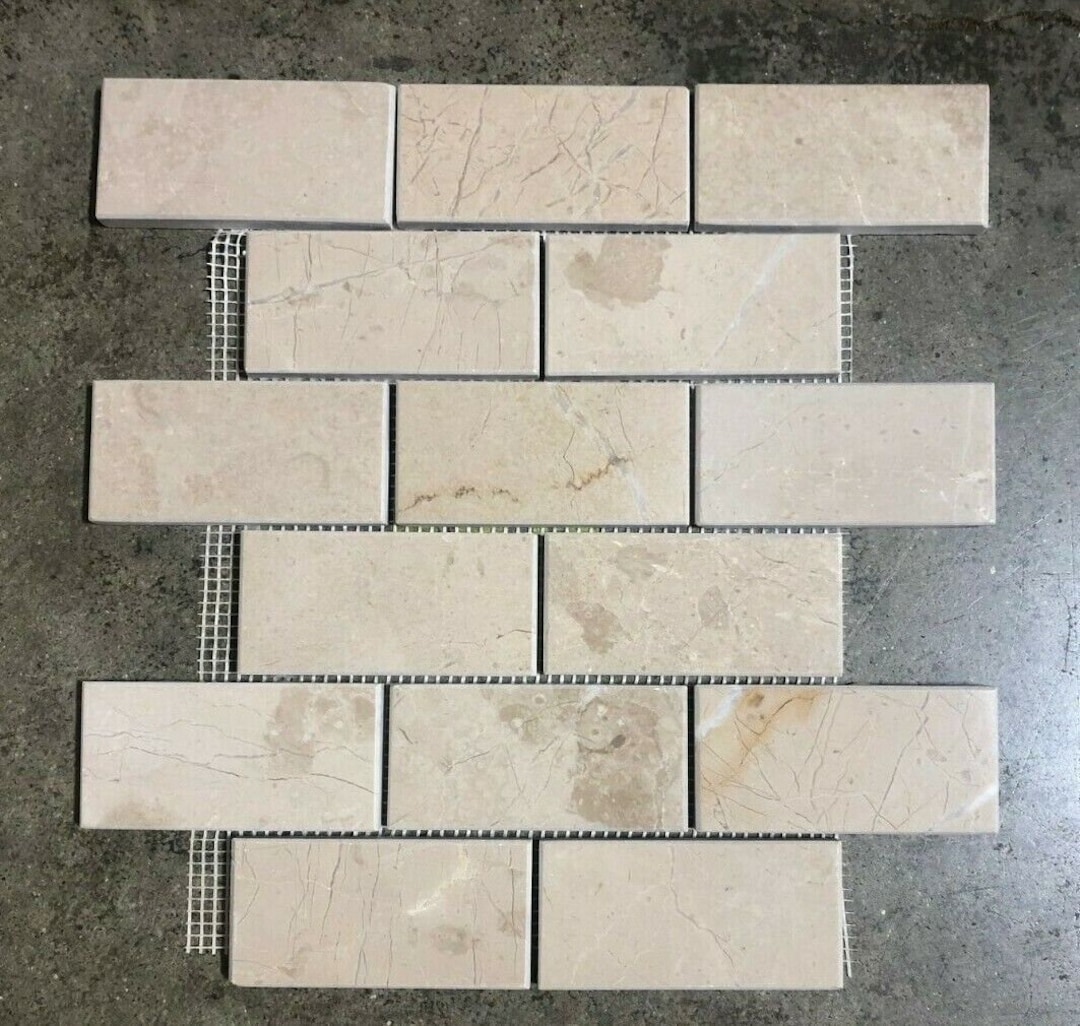 Tile Creamy Marble Subway Backsplash Backsplash 2X4 Box of 10 Sheets T ...