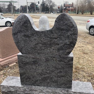 Bahama Blue Granite Angel Monument Polished Wings Cemetery - Etsy