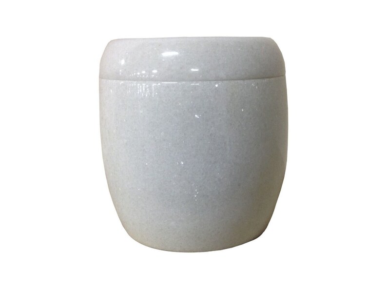 Crystal White Granite Cremation Urn for Ashes Cemetery Memorial Pot Jar ...