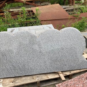 Gray Double Heart Granite Slant Monument Cemetery Headstone - Etsy
