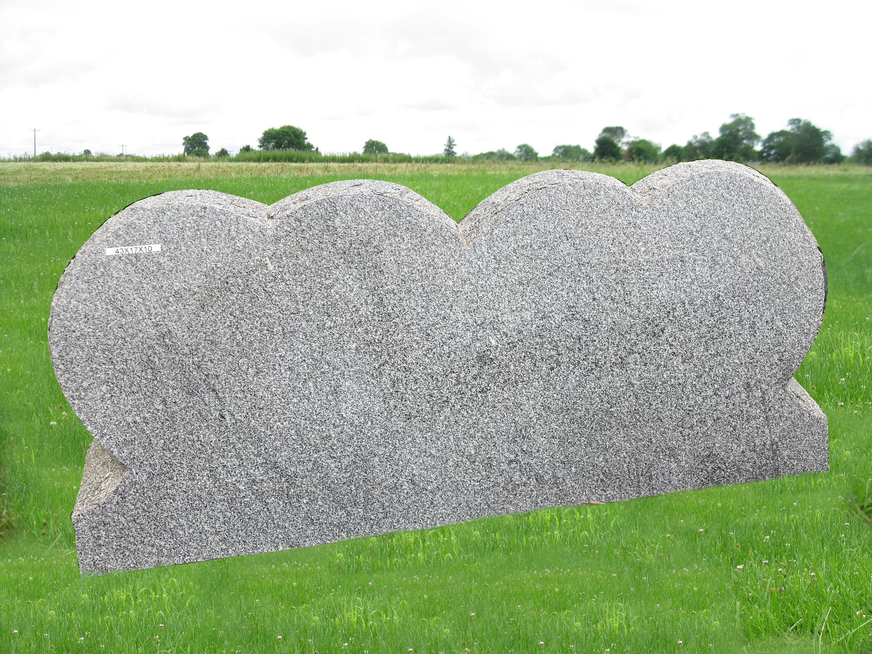 Gray Double Heart Granite Slant Monument SL-12 | Cemetery Headstone ...