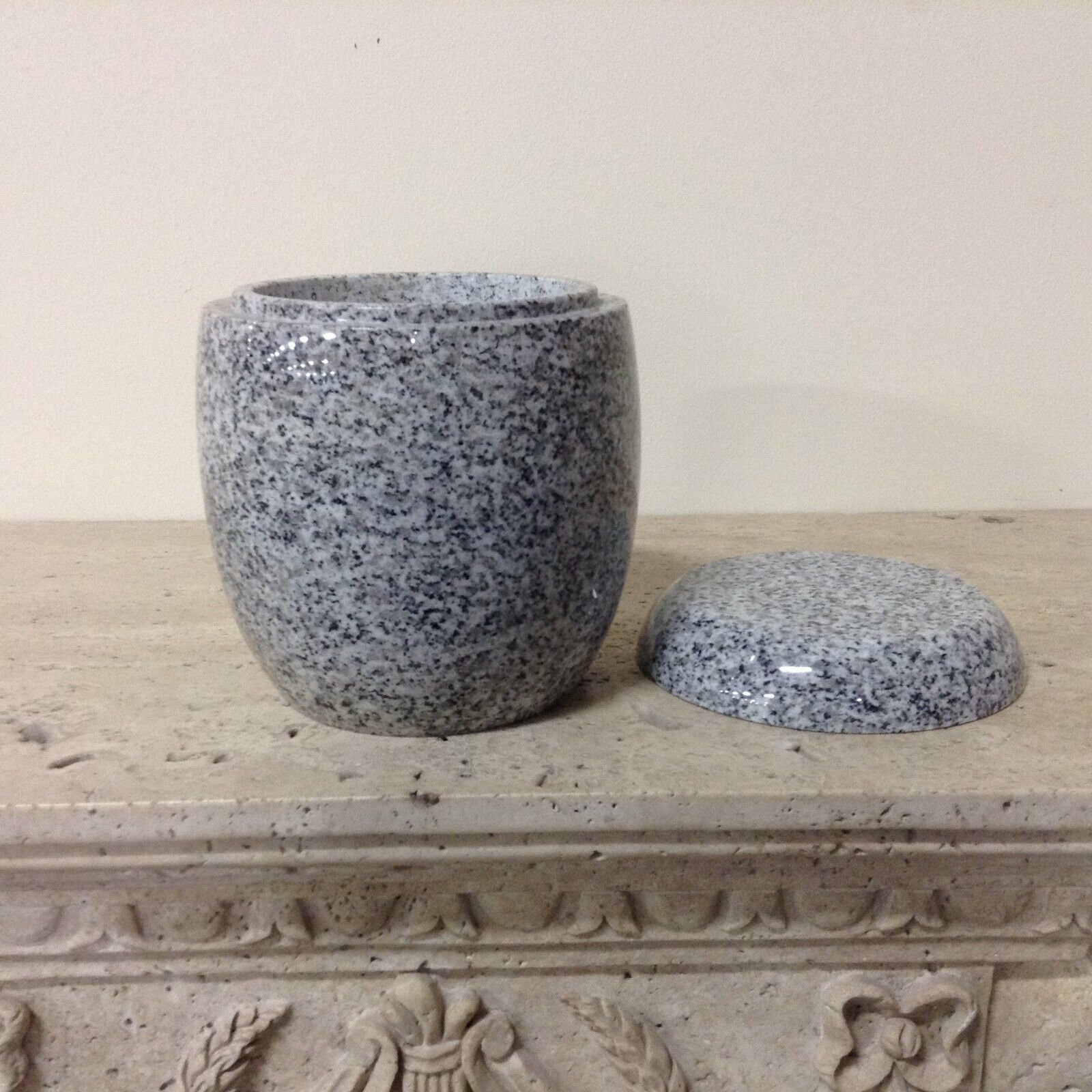 Lunar Pearl Granite Cremation Urn for Ashes Cemetery Memorial Pot Jar ...