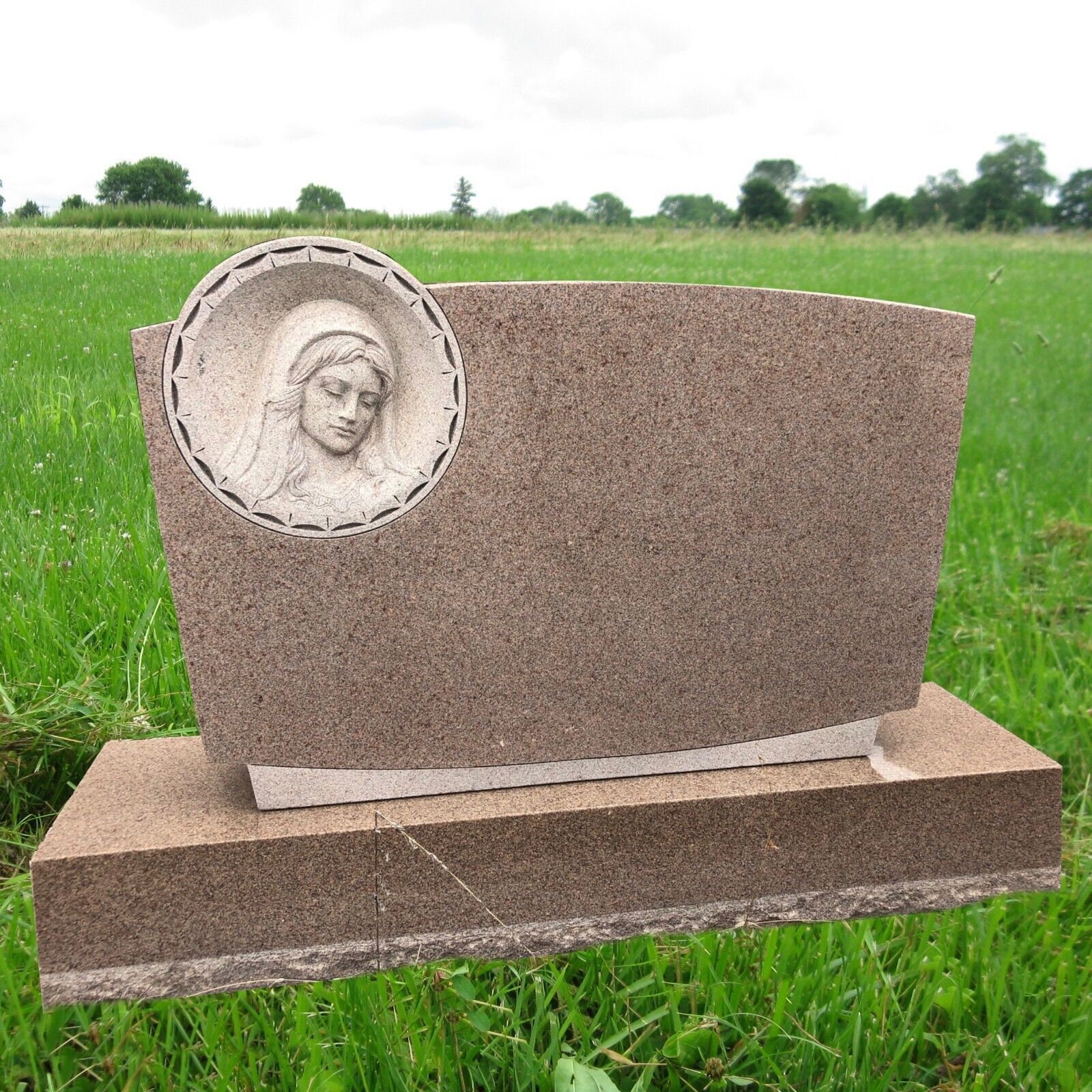 Pink Granite Monument Mary Carving Cemetery Headstone Grave Marker MN ...