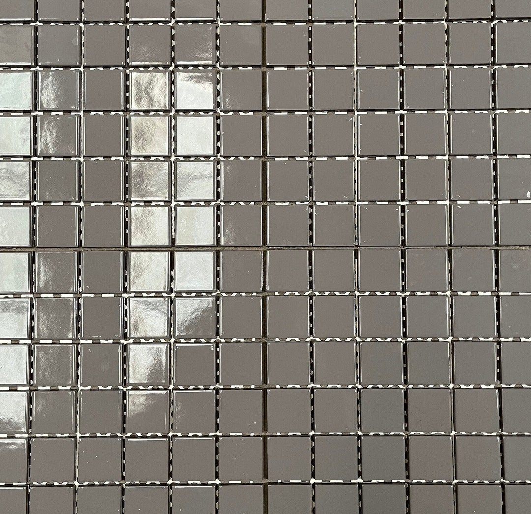 Gray Glossy Ceramic Tile 1 7/8" X 1 7/8" X 1/4" | Wall Border Shower ...