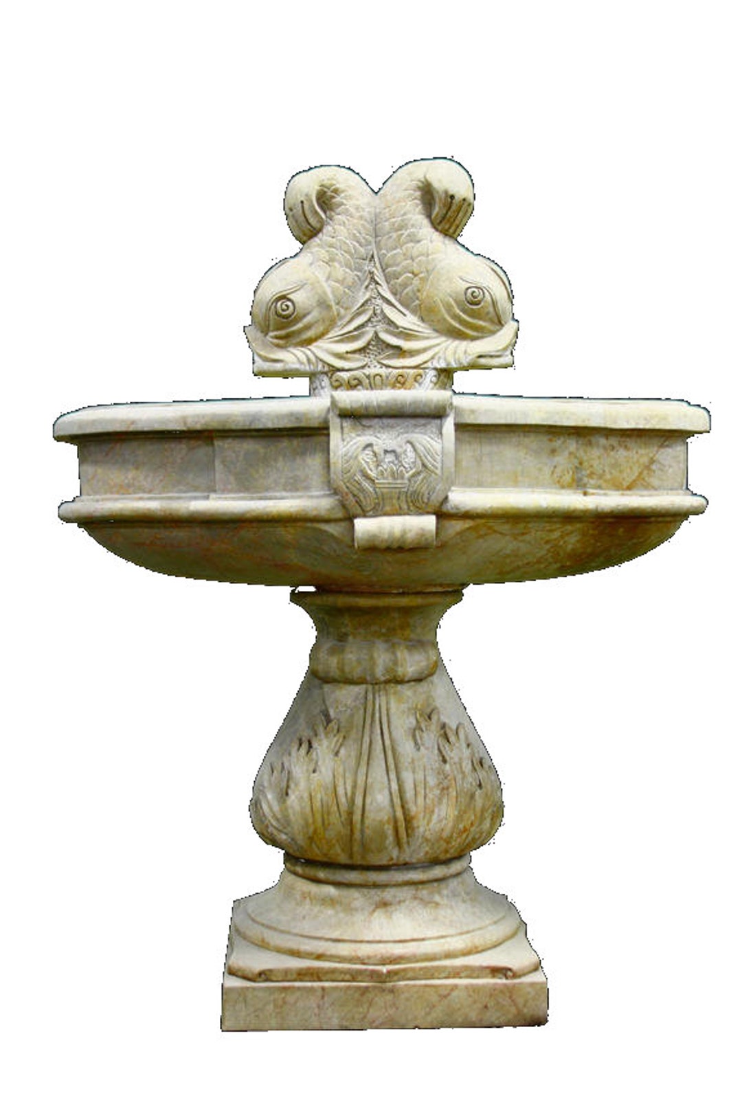 Light Beige Fish Head Travertine Fountain Indoor Outdoor Single Bowl ...