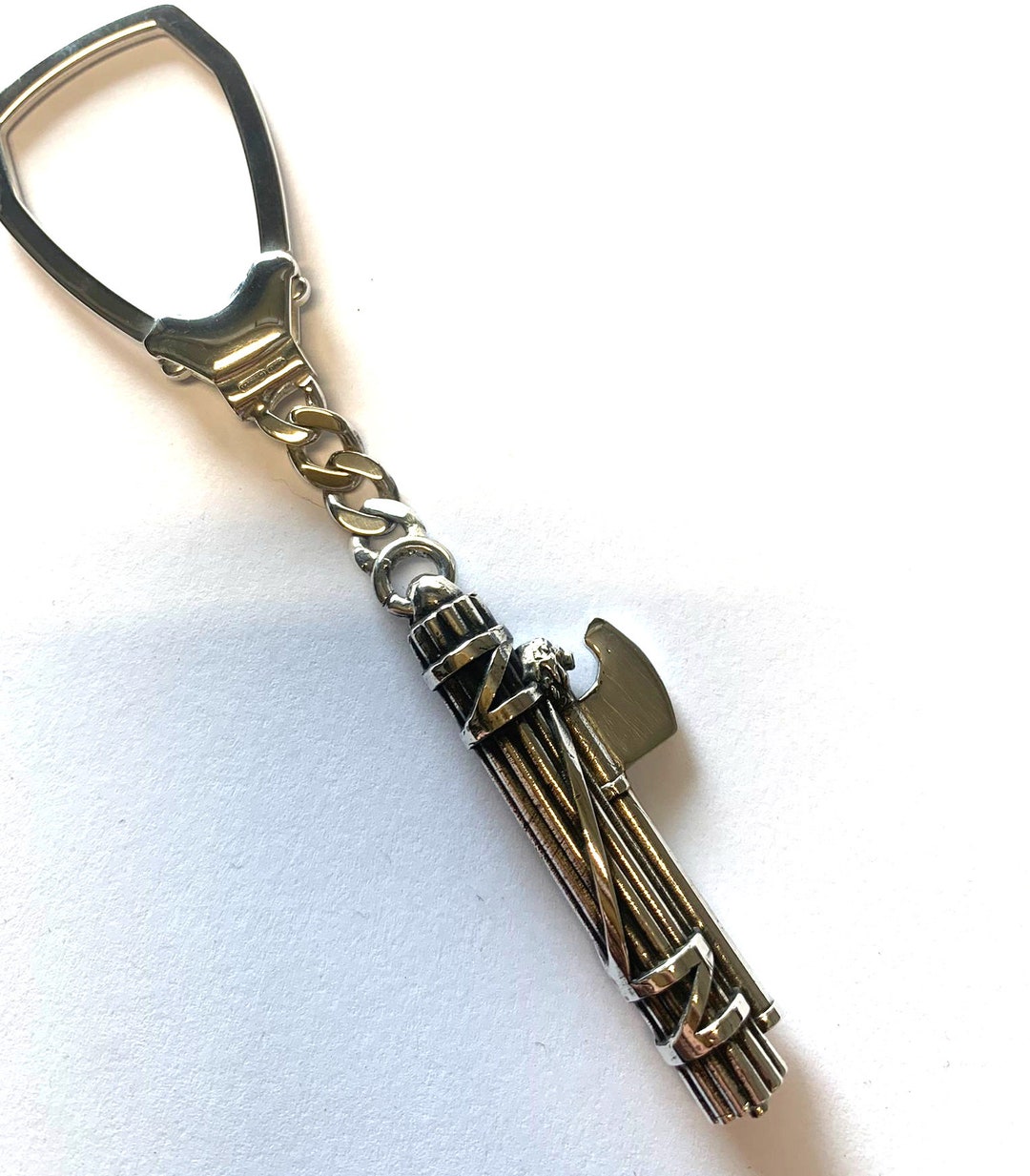 Fascio Littorio Key Ring in Solid 925 Silver. Handmade, Made in Italy ...