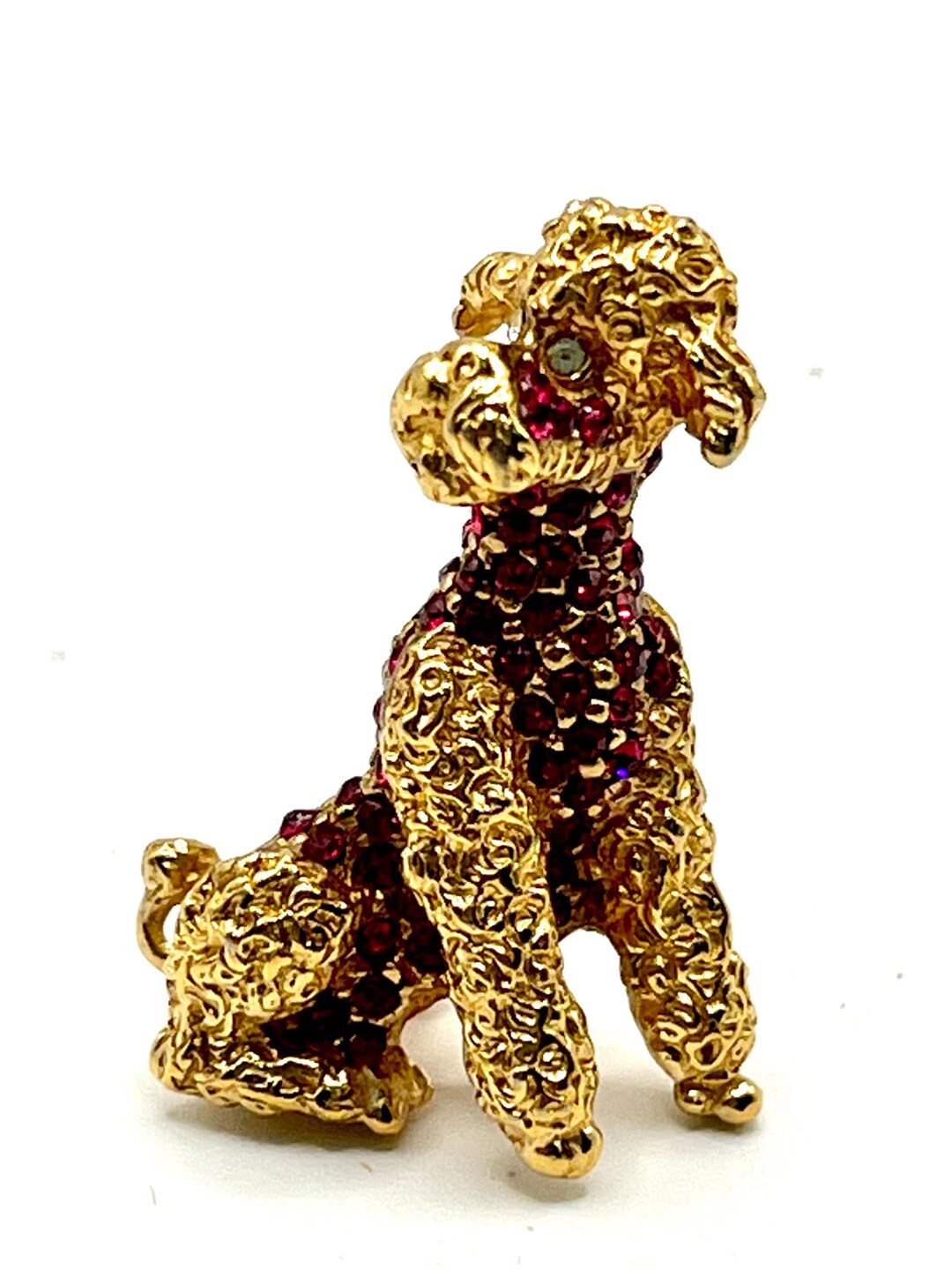 Vintage Ciner Poodle Brooch Adorable Pin Gold Tone Rhinestones - Etsy