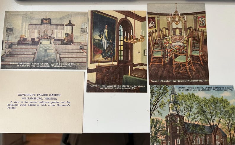Vintage Set of 20 Colonial Williamsburg Mini Postcards Twenty Views of ...
