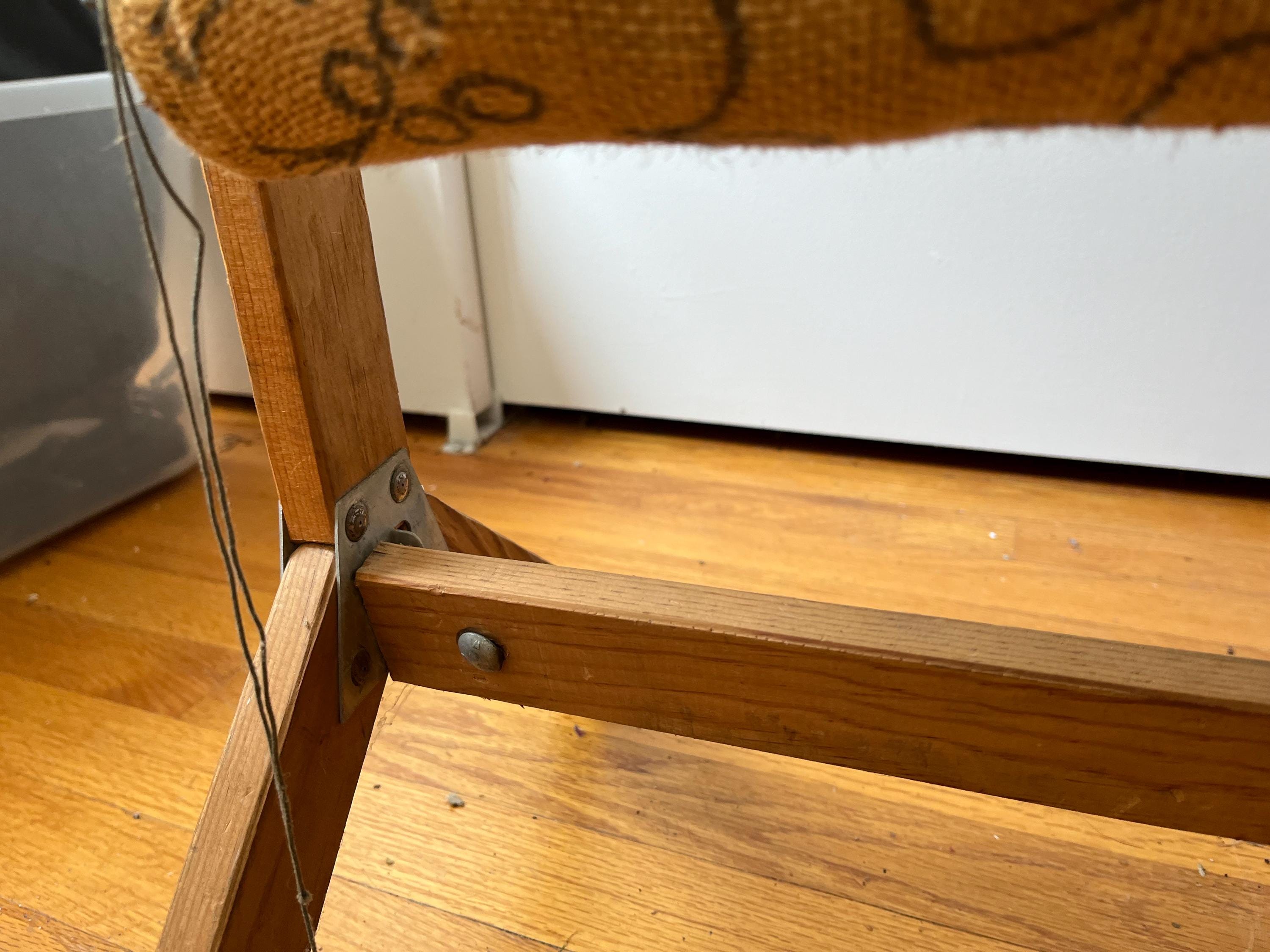 Bliss Adjustable Rug Hooking Frame With Partially Hooked Floral Rug ...