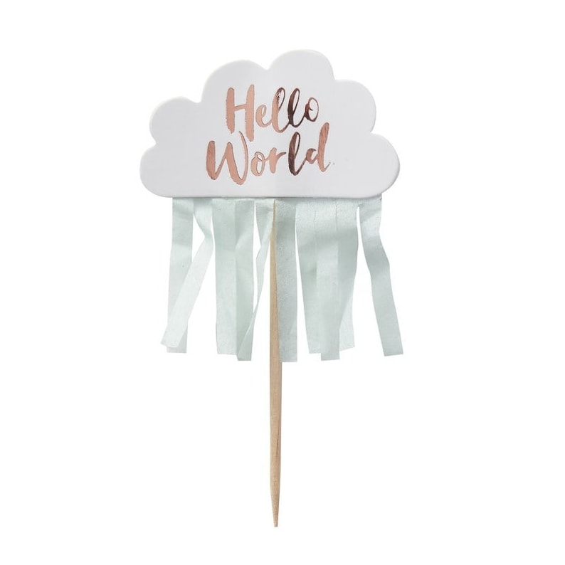 Rose Gold Cloud Baby Shower Cupcake Toppers//hello World//new - Etsy