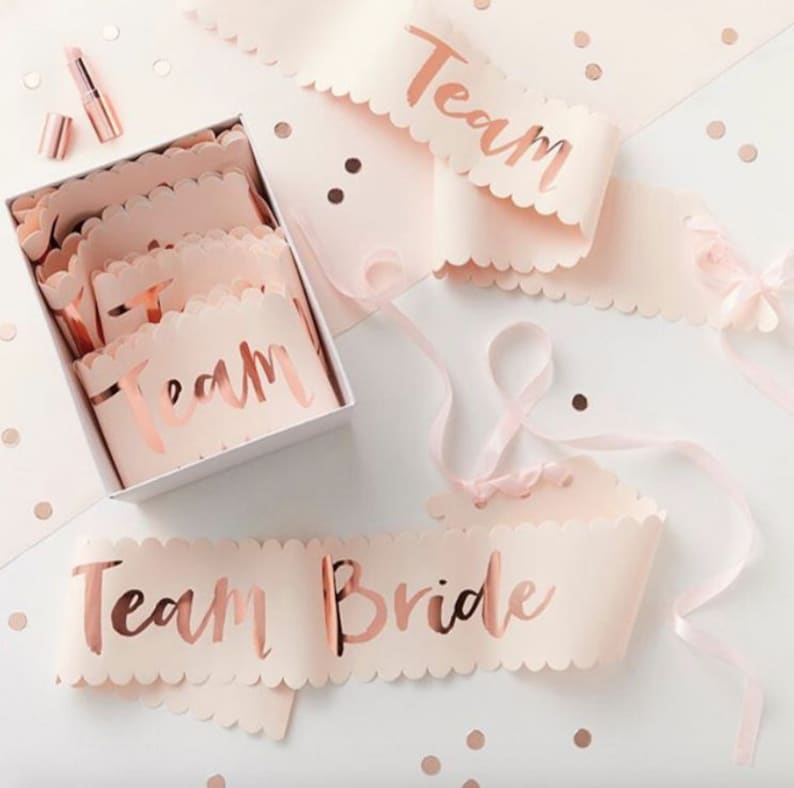 BRIDESMAID Sash Pink and Rose Gold. Hen Do Sashes. Team Bride. - Etsy UK
