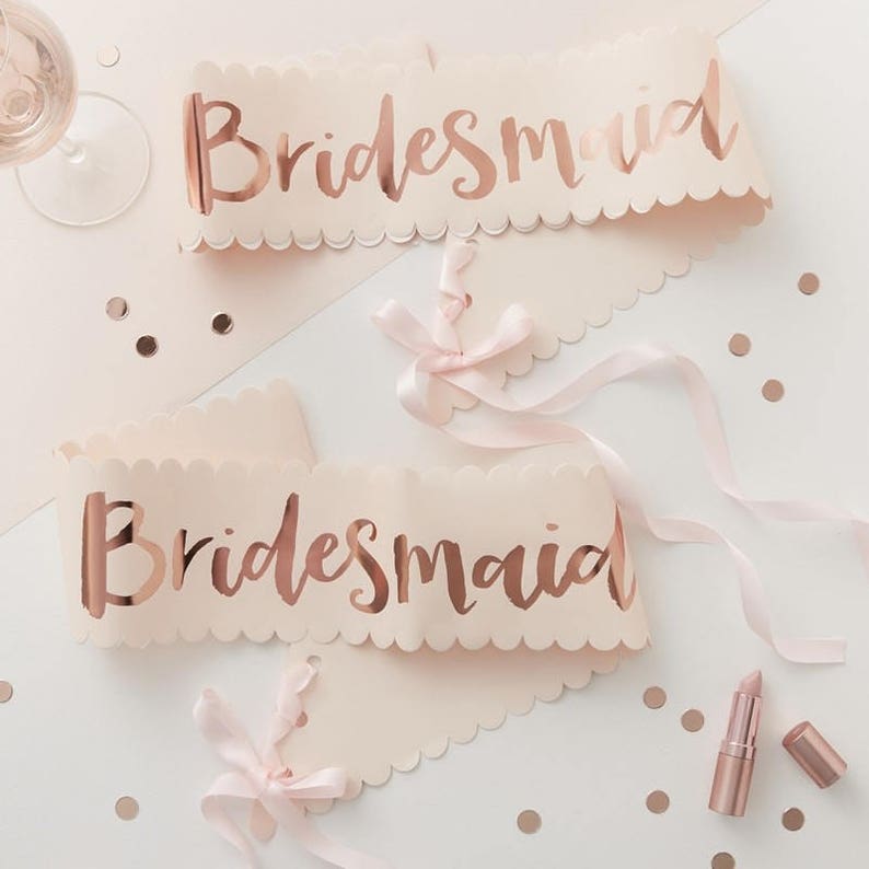 BRIDESMAID Sash Pink and Rose Gold. Hen Do Sashes. Team Bride. - Etsy UK