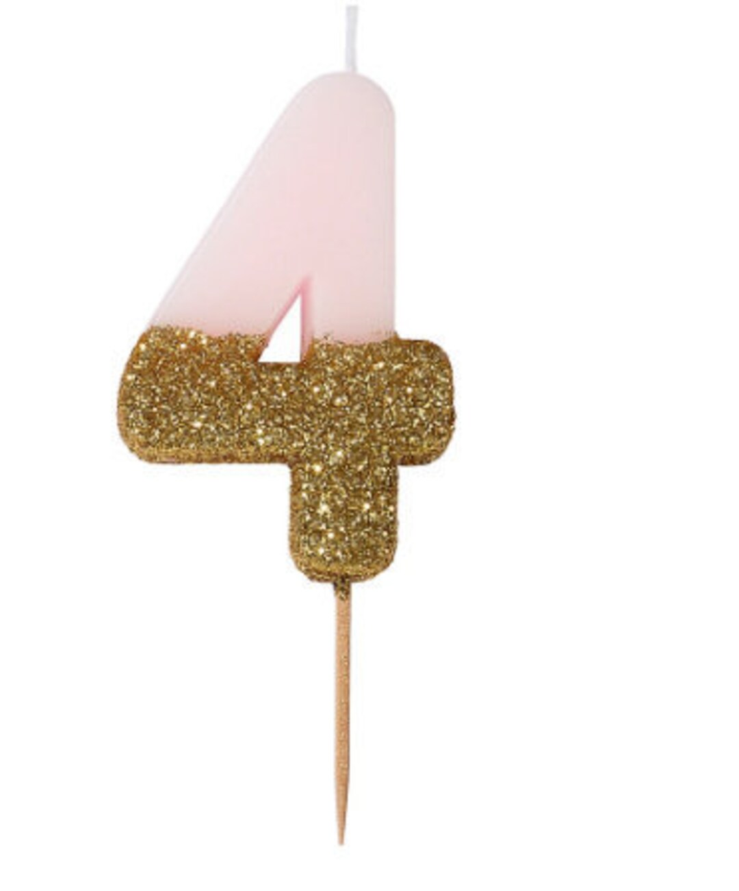4th Birthday Cake Candle in Pink and Gold Glitter//four/number 4 /age 4 ...