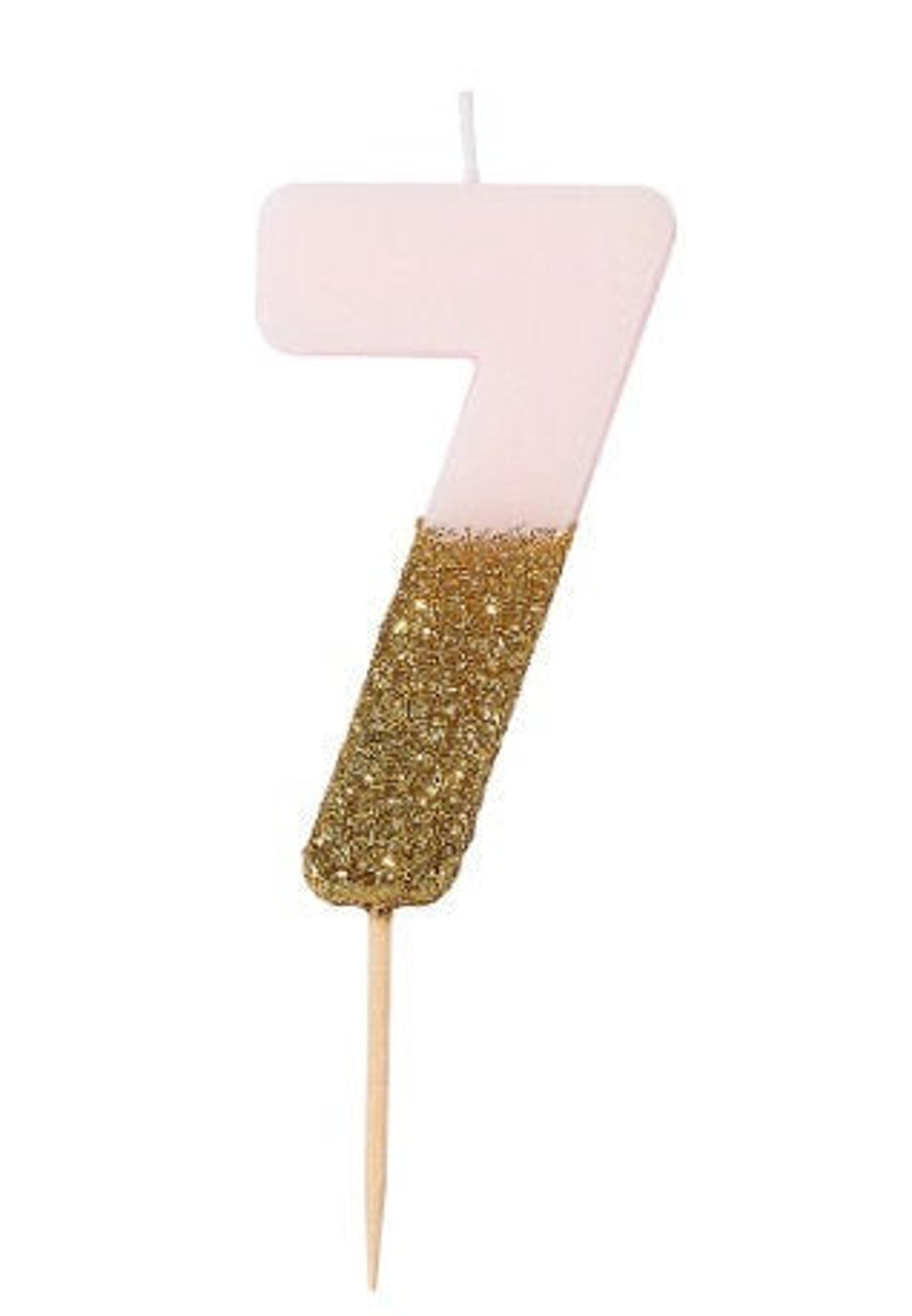 Age 7 Birthday Cake Candle in Pink and Gold Glitter//seven - Etsy