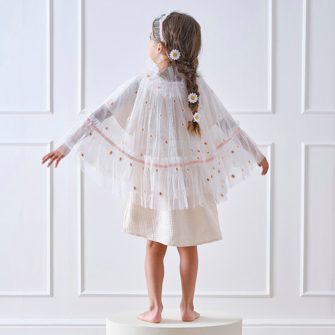 Daisy Flower Costume Cape: White Tulle Dress-up, Ages 3-7 - Etsy