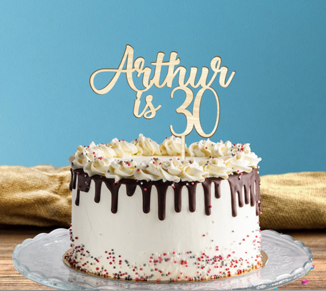Wooden Any Text Birthday Wood Cake Topper.natural Birch Wood Create Own ...