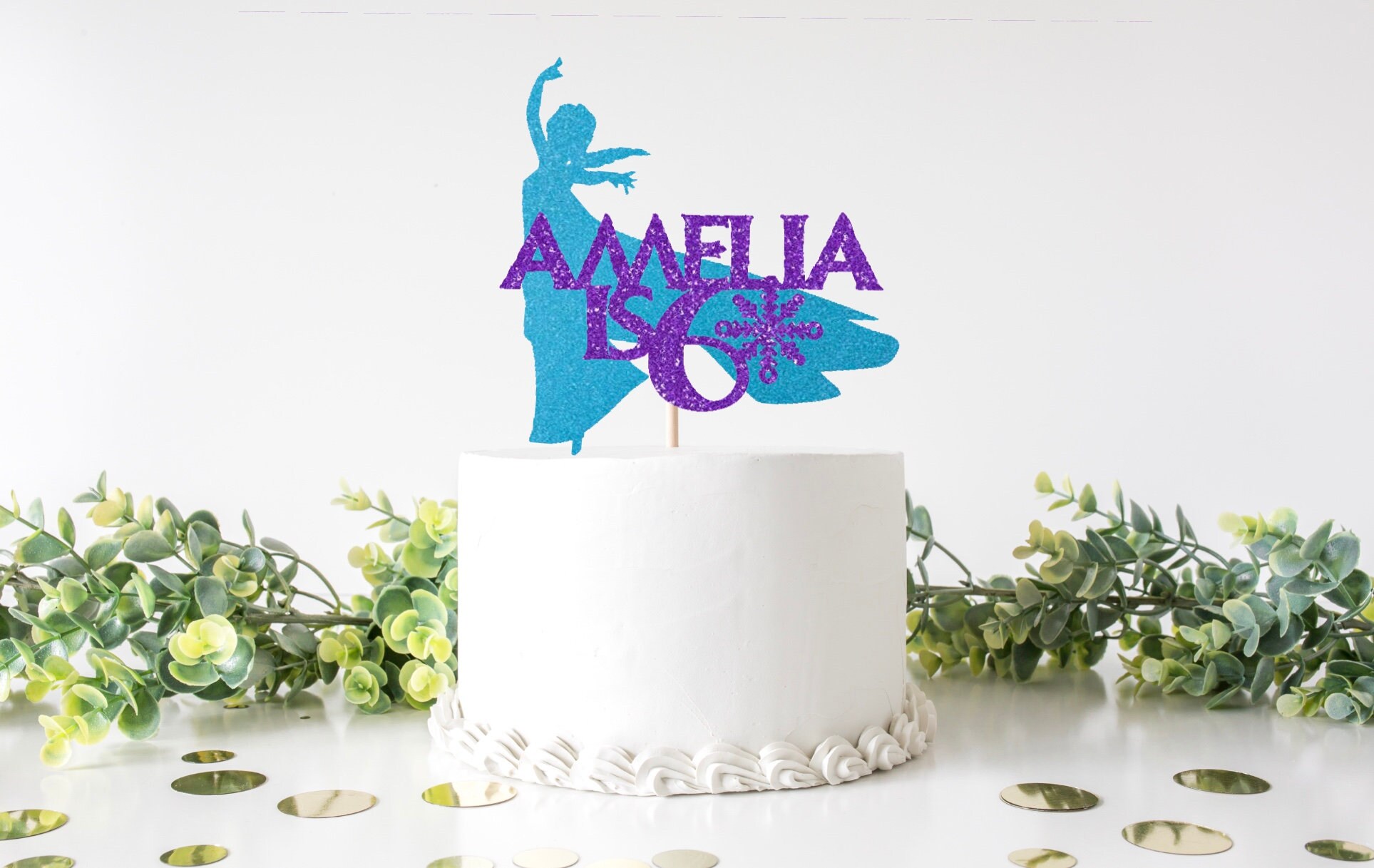 Frozen Elsa Birthday Girl Name and Age Cake Topper. Cake - Etsy
