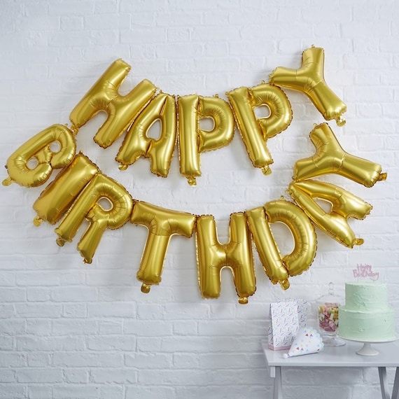 Happy birthday gold letter balloons store
