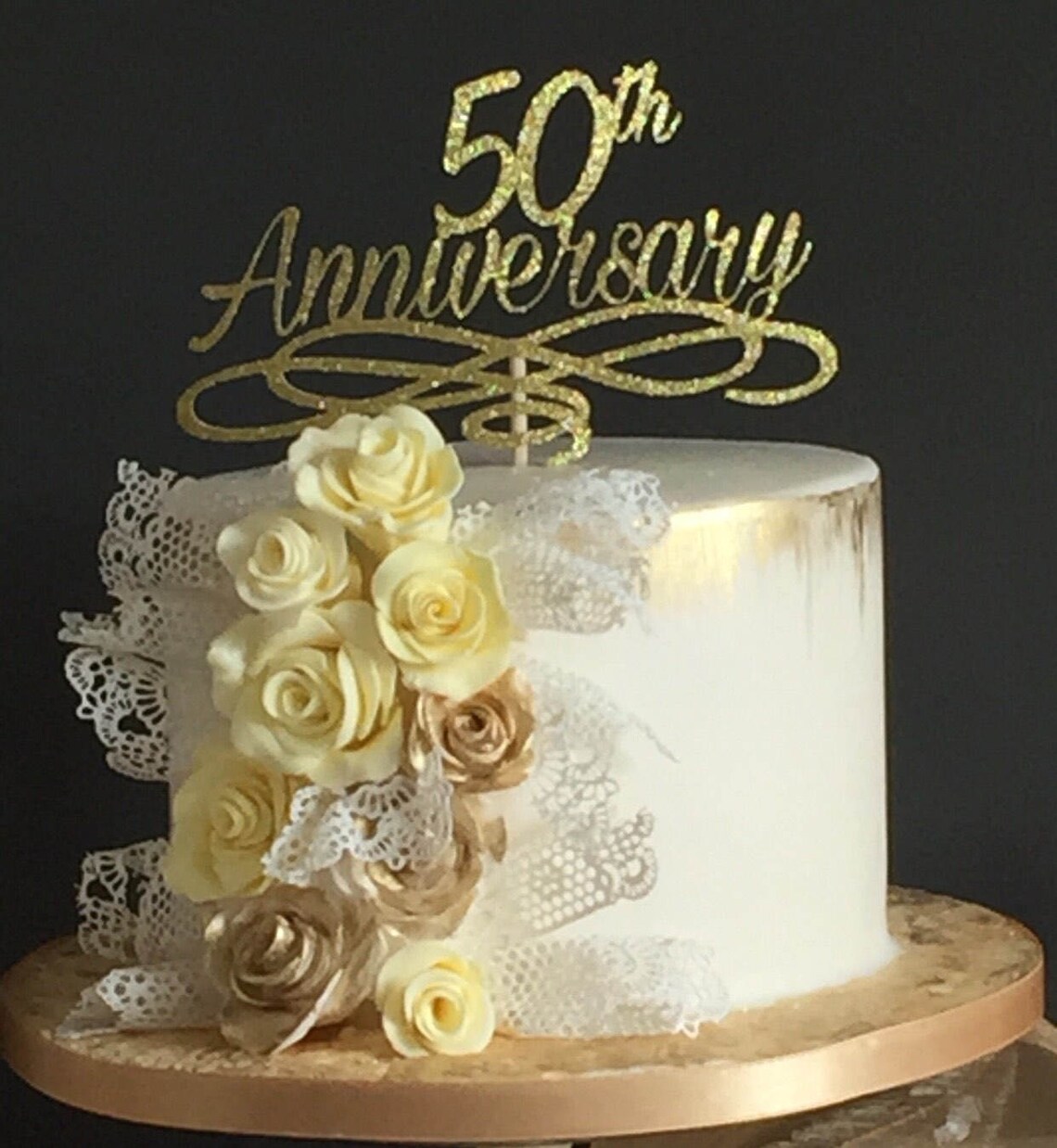 Anniversary Cake topper. Golden Wedding anniversary. Table | Etsy