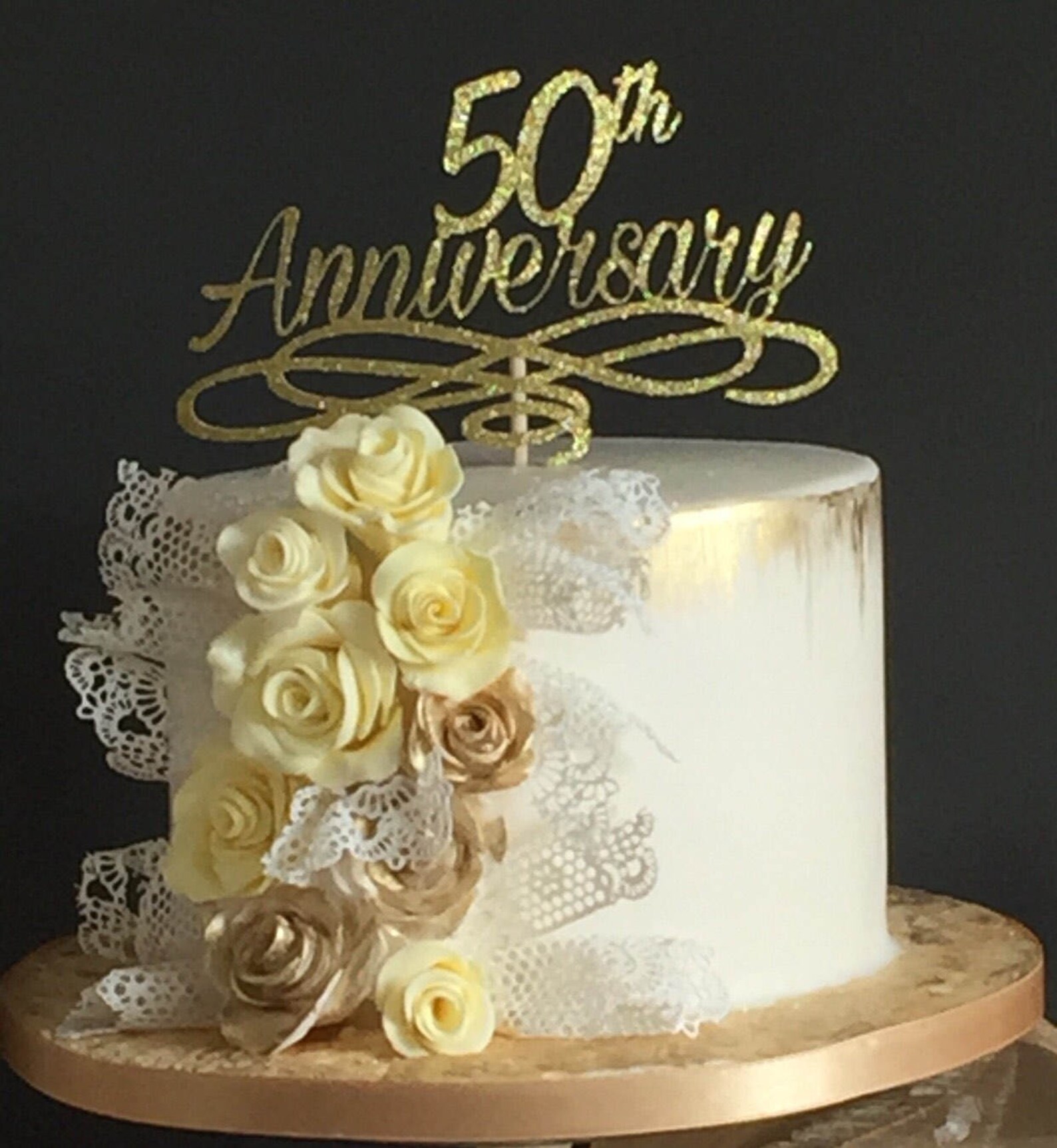 Anniversary Cake topper. Golden Wedding anniversary. Table | Etsy