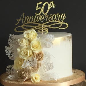 Anniversary Cake topper. Golden Wedding anniversary. Table | Etsy