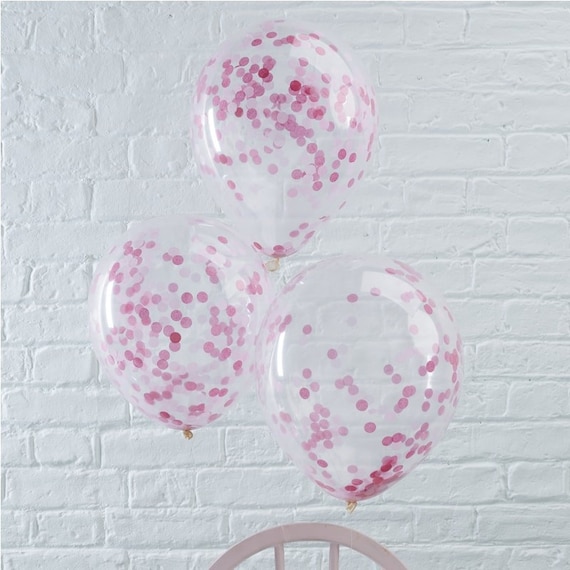 Pink Confetti Party Balloon//Birthday Balloons//Wedding Party | Etsy