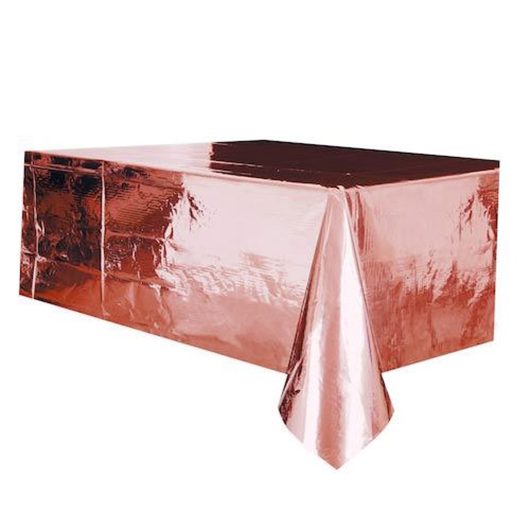 Metallic Rose Gold Plastic Table Cover// Party Decoration// Table ...
