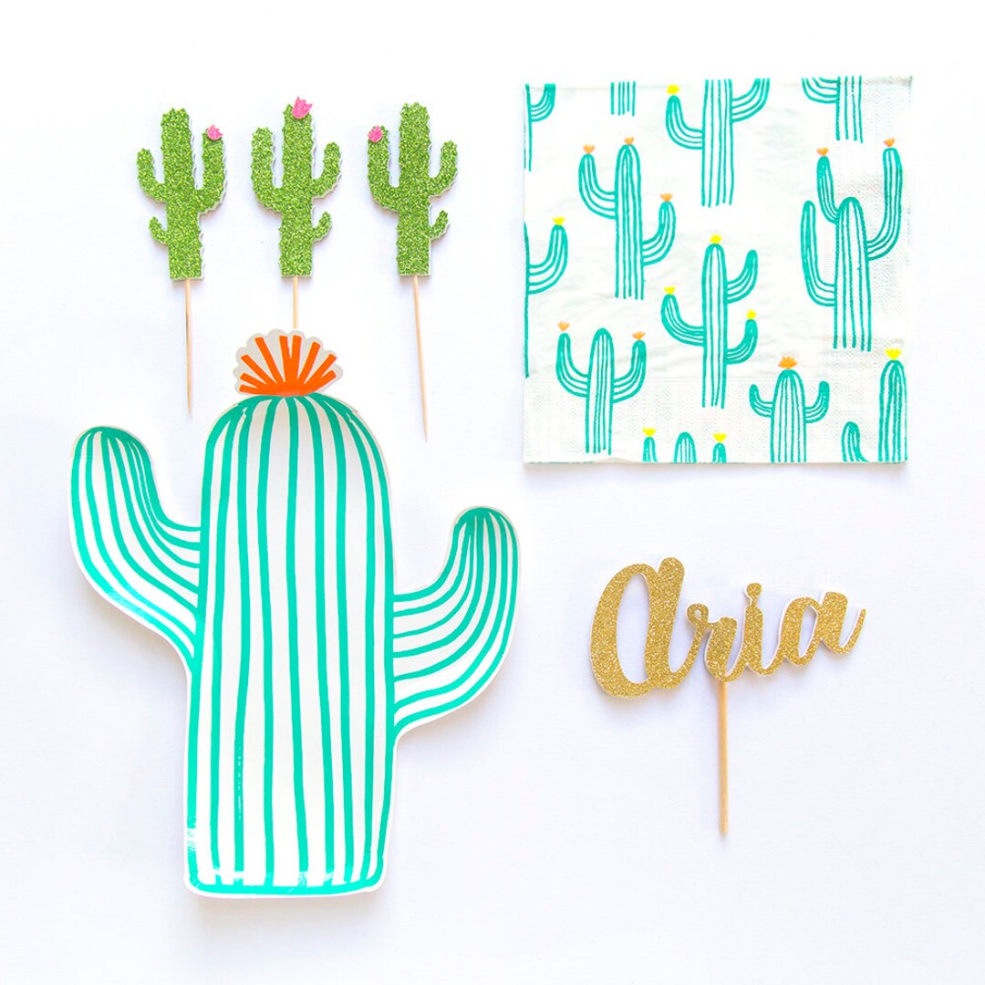 Cactus Themed Birthday Decorations. Custom Name Cake Topper. - Etsy