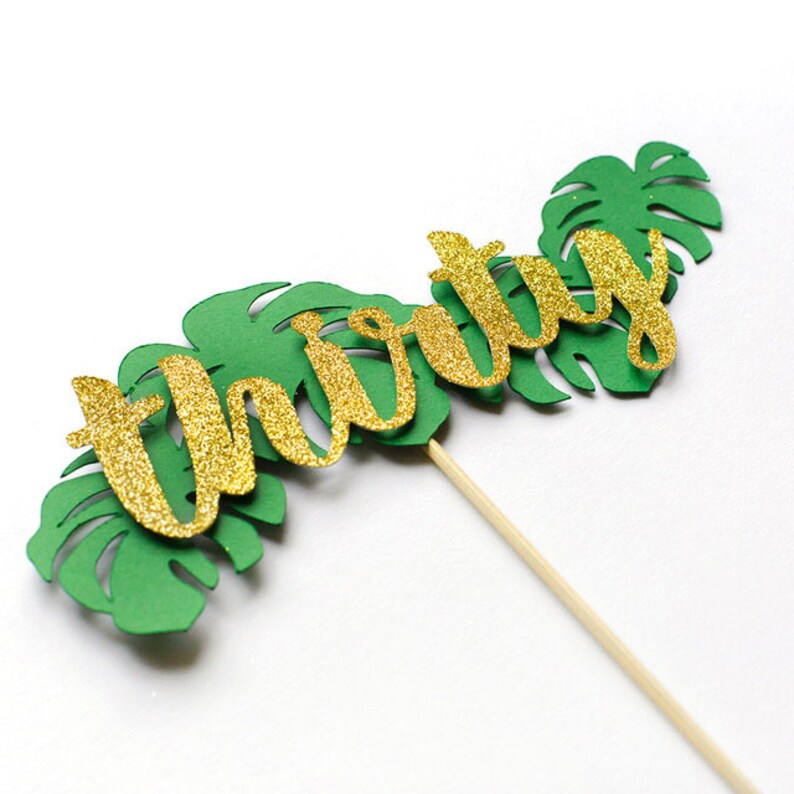 Tropical Leaf Cake Topper.tropical Party.birthday Cake - Etsy