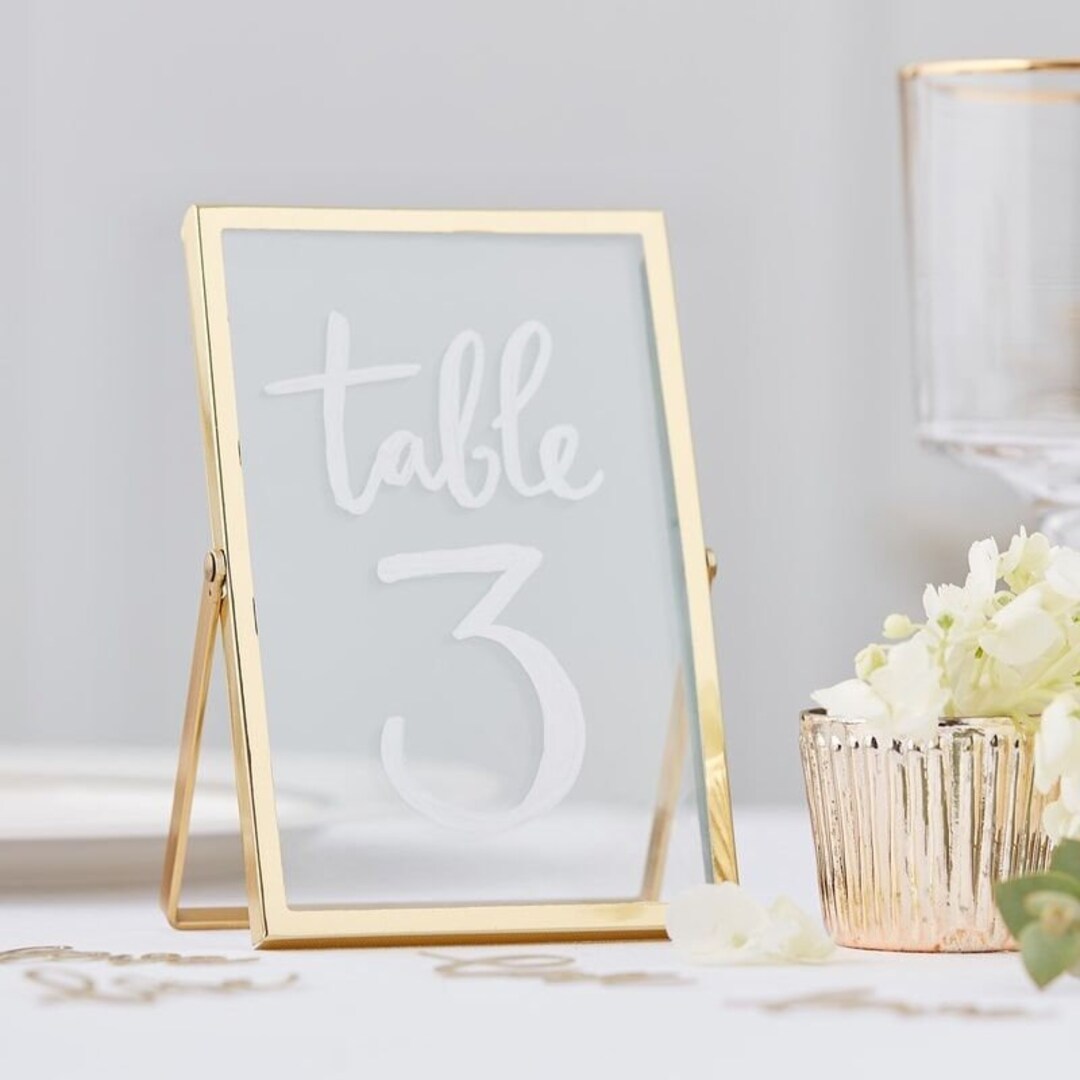 Gold Wedding Photo Frame / Free Standing / Photos/wedding Names ...