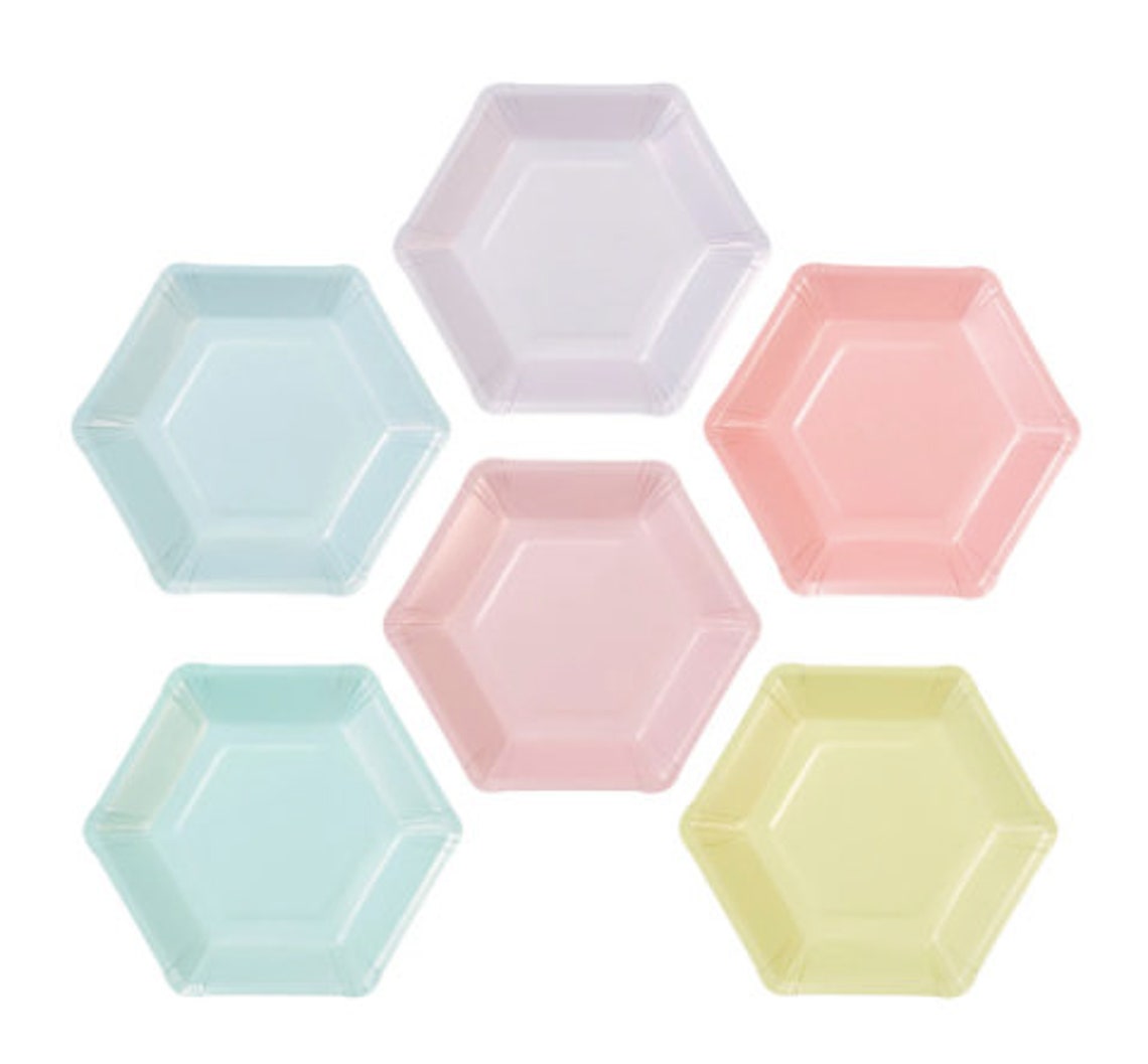 Pastel Hexagon Party Plates: Birthday Tableware, 12 Pack - Etsy