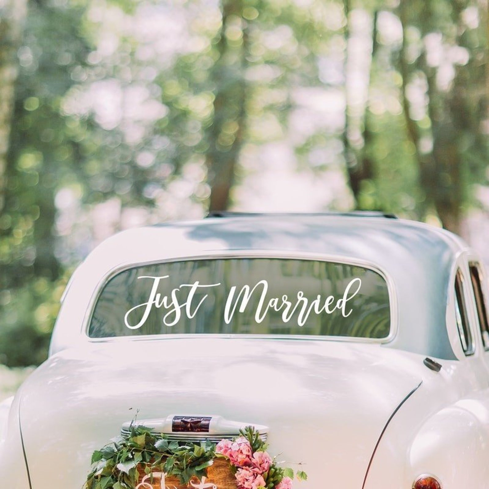 Just Married Wedding Car Sticker //white Wedding// Wedding Car - Etsy
