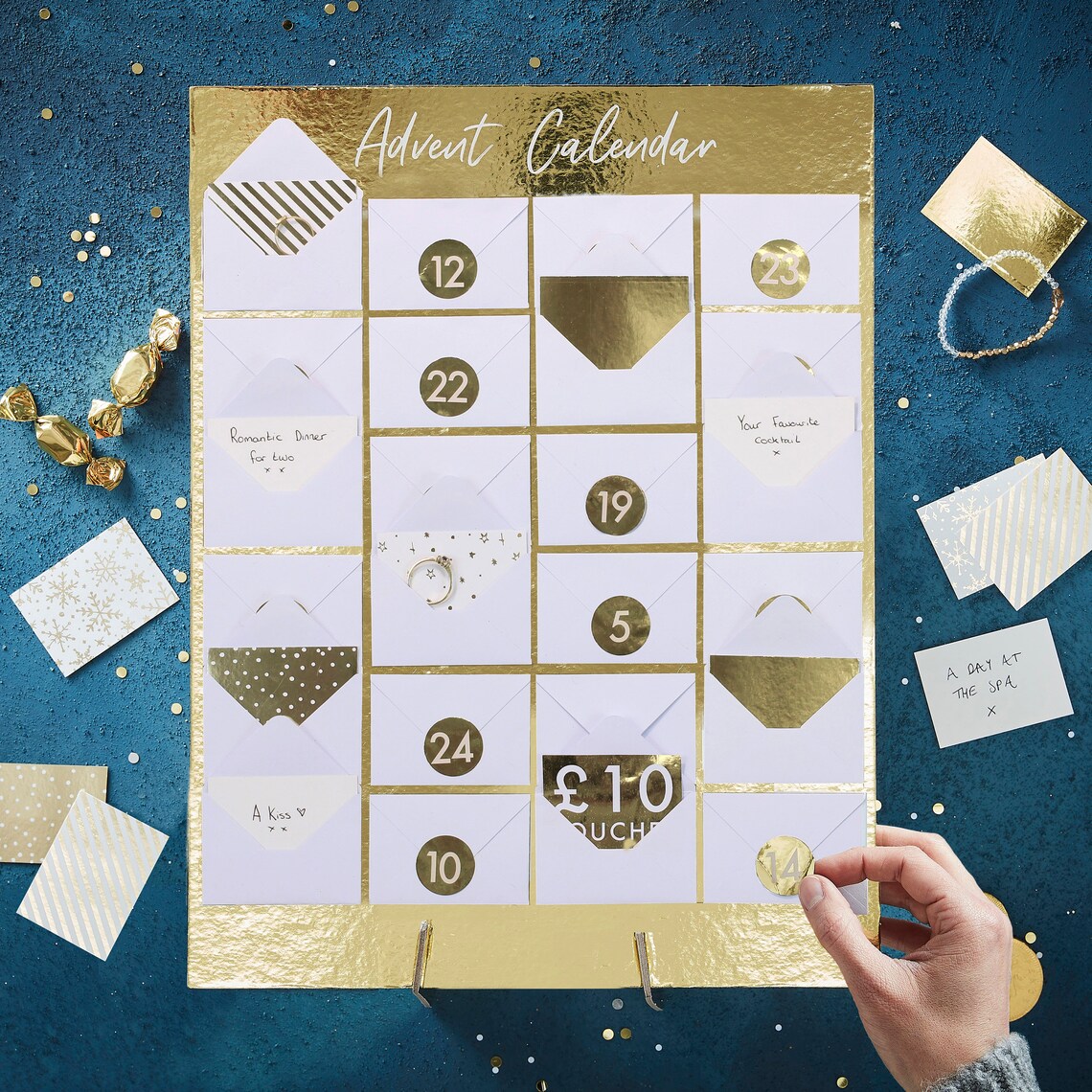 Christmas Envelope Advent Calendar Kit/24 Envelopes/24 Gold Stickers ...