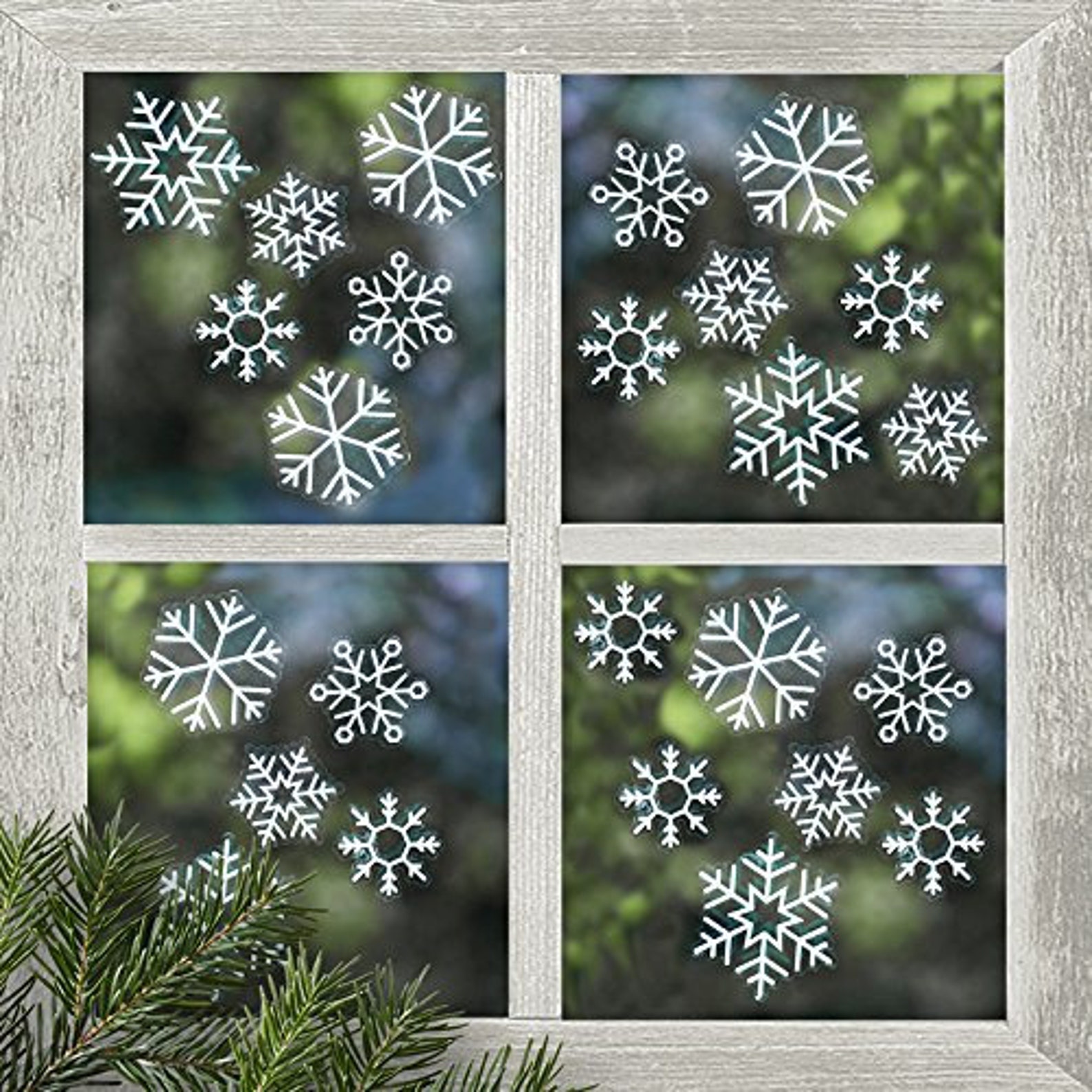 Snowflake Window Stickers// Rustic Christmas// Novelty Christmas ...