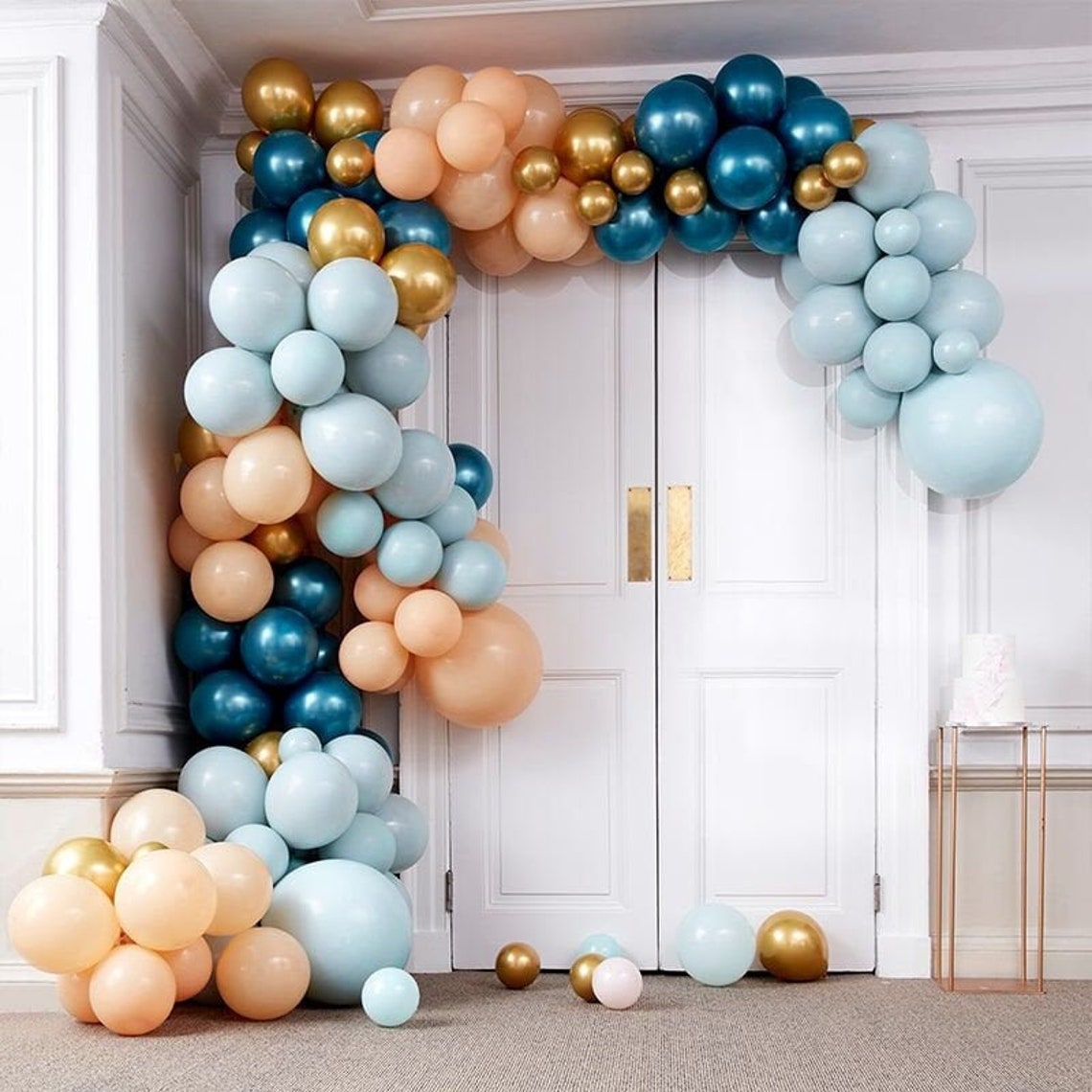 Balloon Arch Teal & Chrome Gold Kit/lux Balloon Garland/teal - Etsy UK