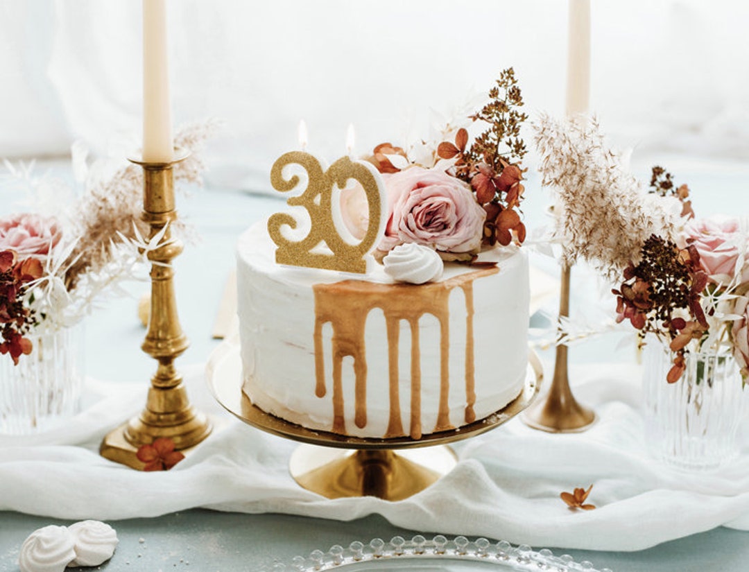 Gold Glitter 30th Birthday Candle: Milestone Cake Decoration - Etsy