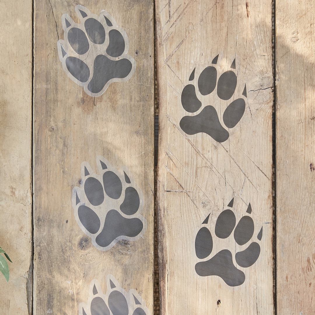 Animal Floor Stickers | 6 Vinyl Animal Paw Print Stickers| Go Wild ...